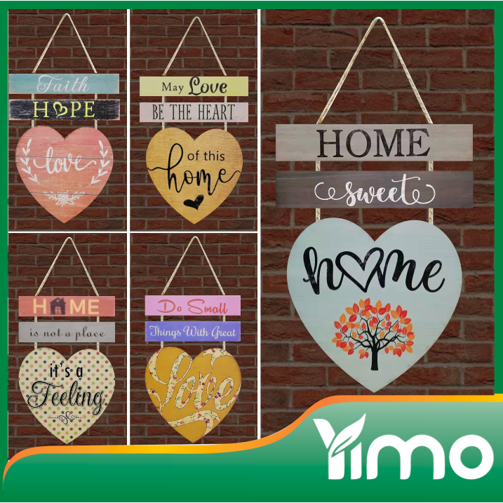 Wooden HEART QUOTE HANG Wall Decor Inspirational Quotes Hanging Wall ...