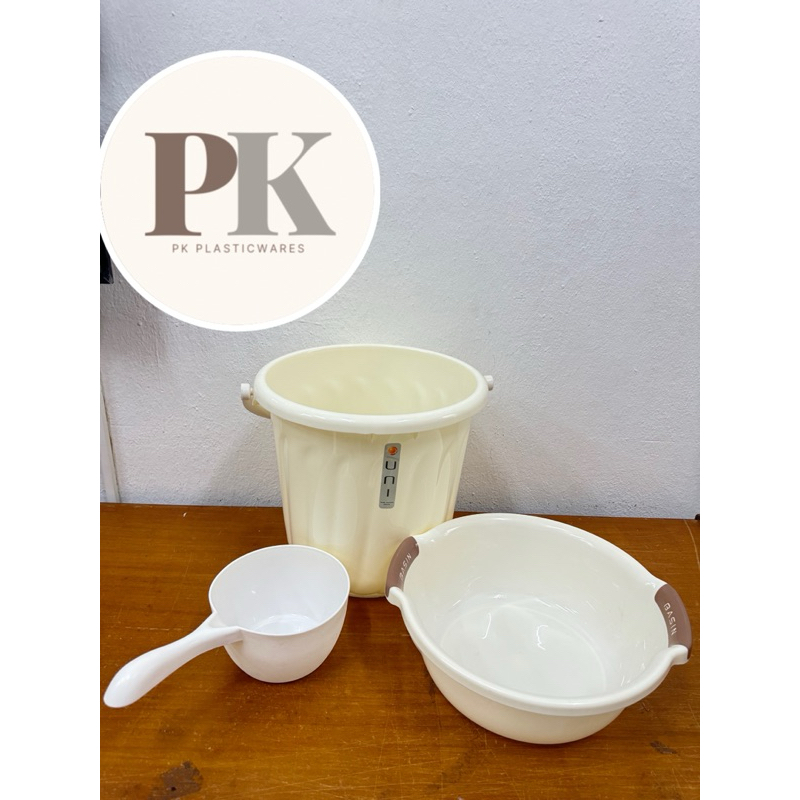 3in1 Ivory Pail Basin Water dipper set | Shopee Philippines