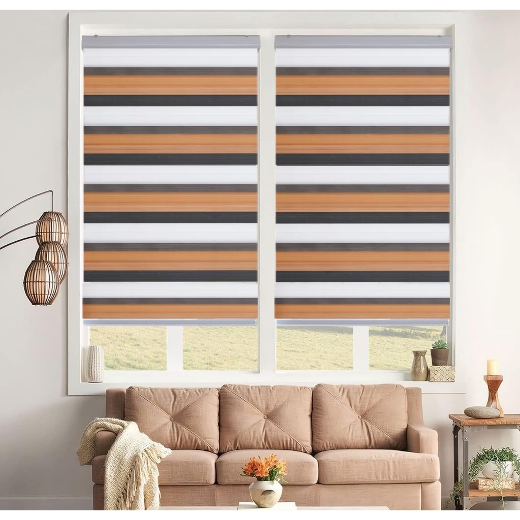 Korean Roller Shades Dual Layer Roll Up Blind for Living Room Shades ...