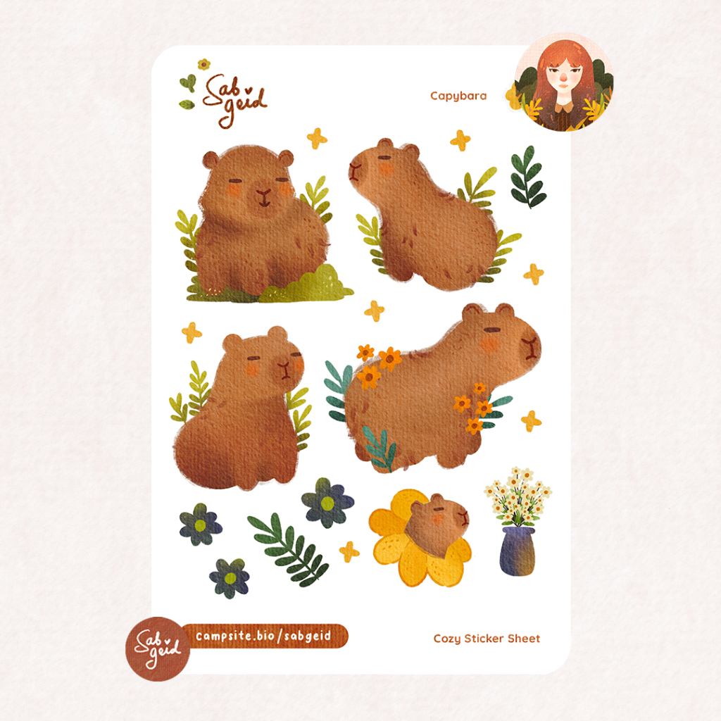 Capybara Sticker Sheet for planners, penpals, polco deco, journals ...