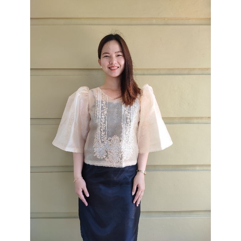 Maria Clara Ibara Mocha / Black Kimona Top | Shopee Philippines