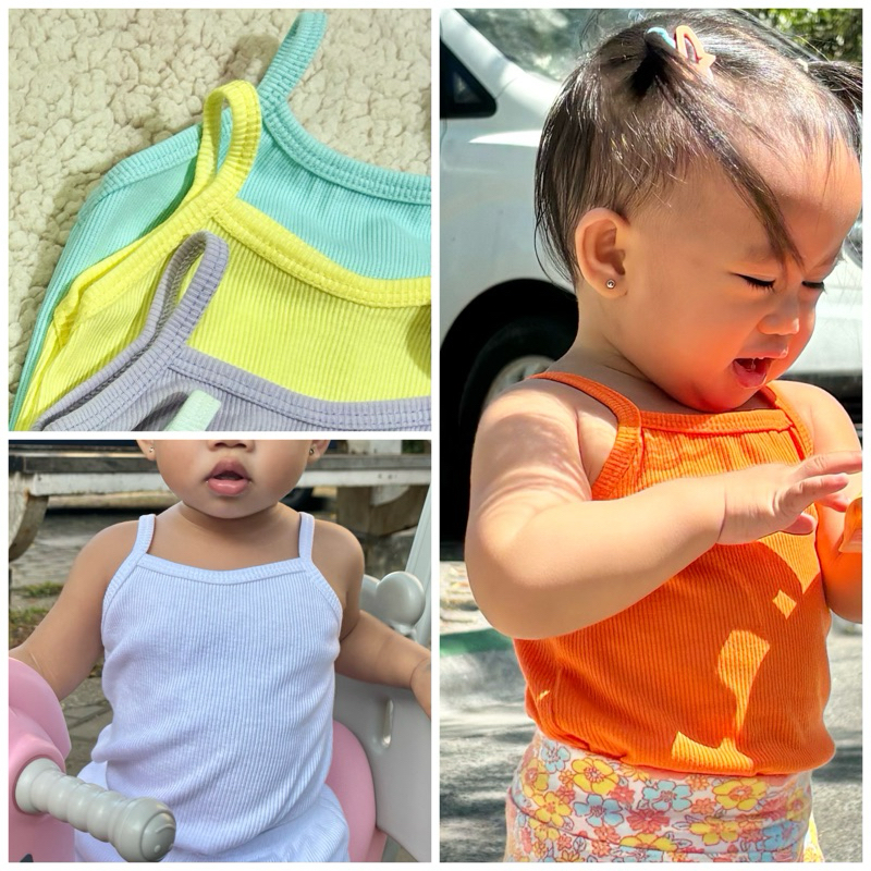 6 PIECES PLAIN KNITTED SANDO SPAGHETTI FOR KIDS GIRLS BABY GIRLS ...