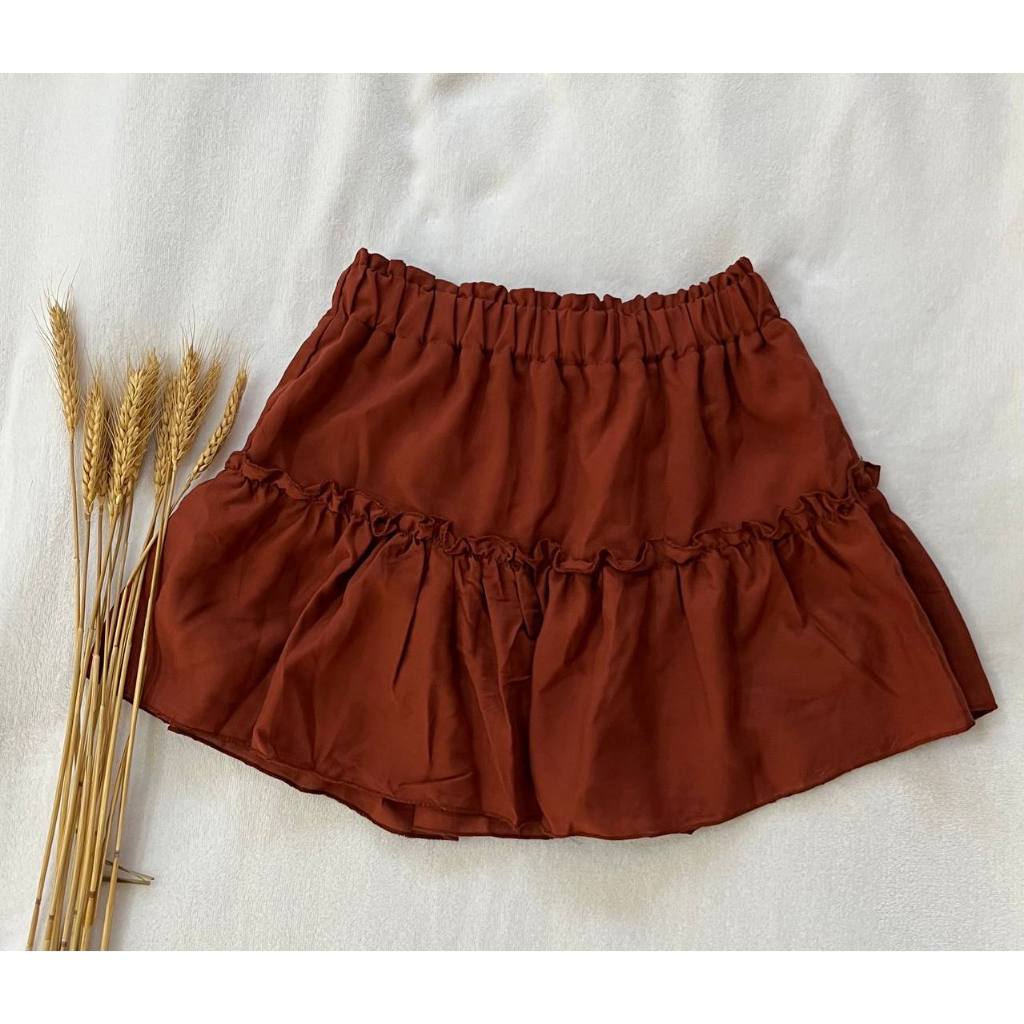 Calliah Frenchy Solid double lining Ruffle Hem Skirt Summer Vacation ...