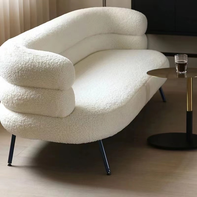 Basichouse Creamy Windy Double Sofa Nordic Small Apartment Lambskin ...