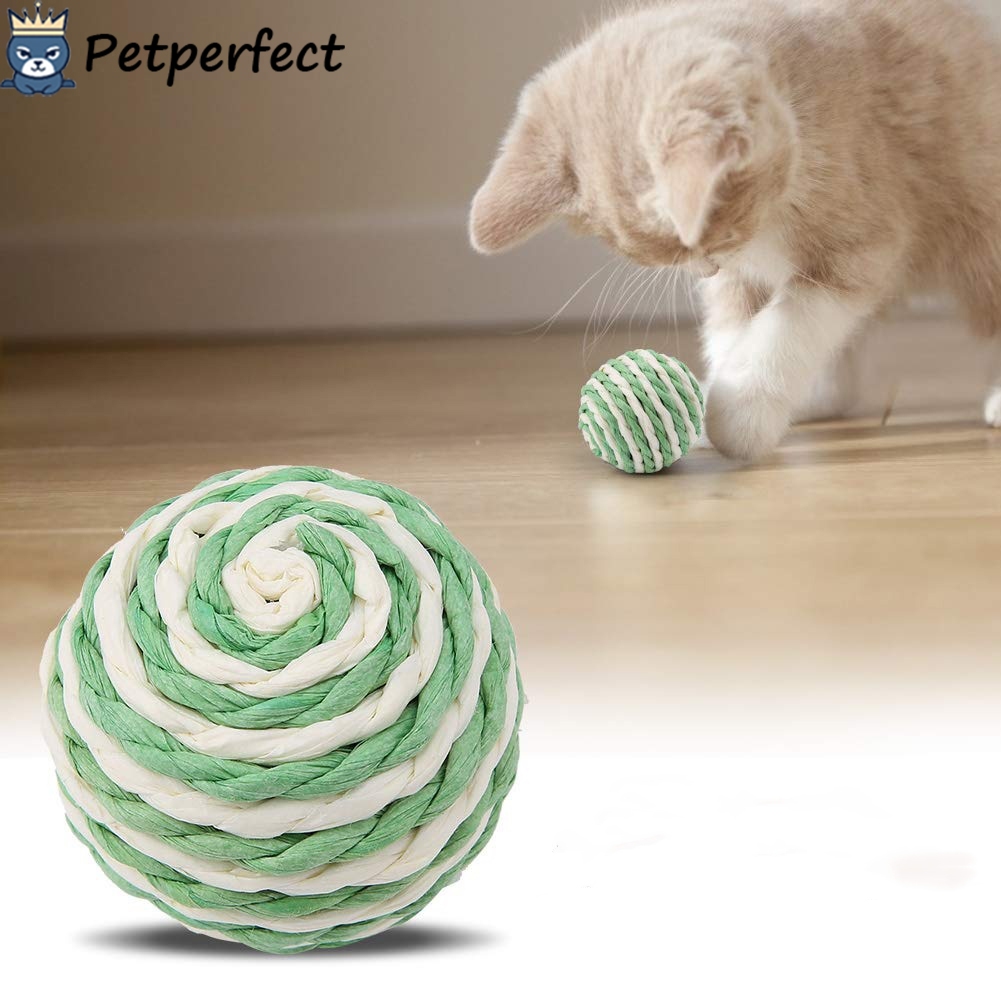 Cat Sisal Rope Weave Ball Teaser Play Catch Toy Kitten Toys Sisal Ball ...