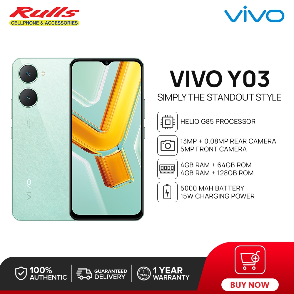 Vivo Y03 Smartphone | 4GB+64GB / 4GB+128GB | Helio G85 | 13MP HD Main Camera | 6.56” 90Hz ...
