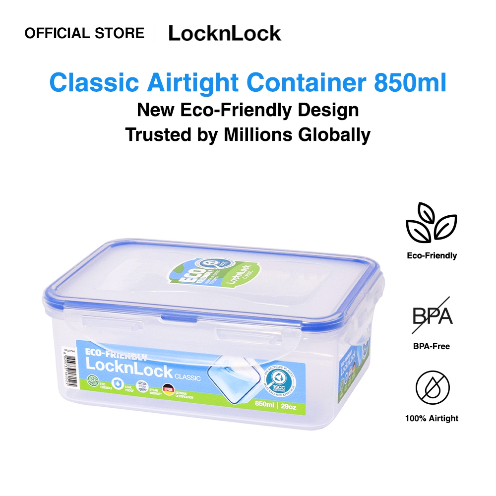 LocknLock Eco-Friendly Classic Airtight Rectangular Food Container er 850ml HPL815M | Lunch Box ...