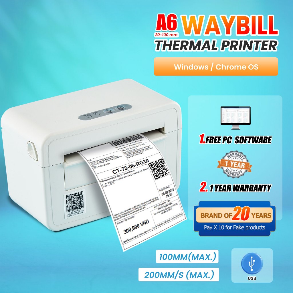 Thermal Printer Bluetooth WaybillBarcode Shipping Bluetooth A6 ...