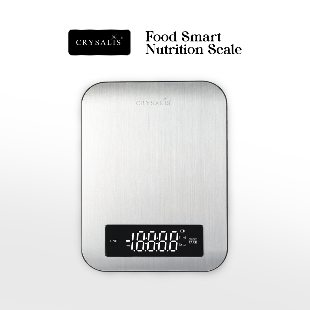 CRYSALIS Smart Food Nutrition Scale Stainless Steel 21.5x16.5x6cm High ...