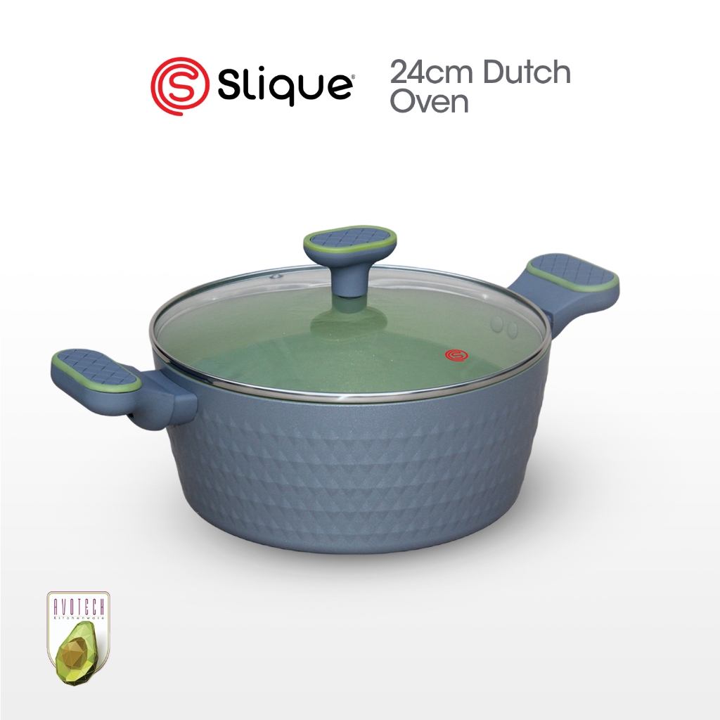 SLIQUE PREMIUM Ceramic Dutch Oven 24cm Non-stick Cooking Casserole Pot ...
