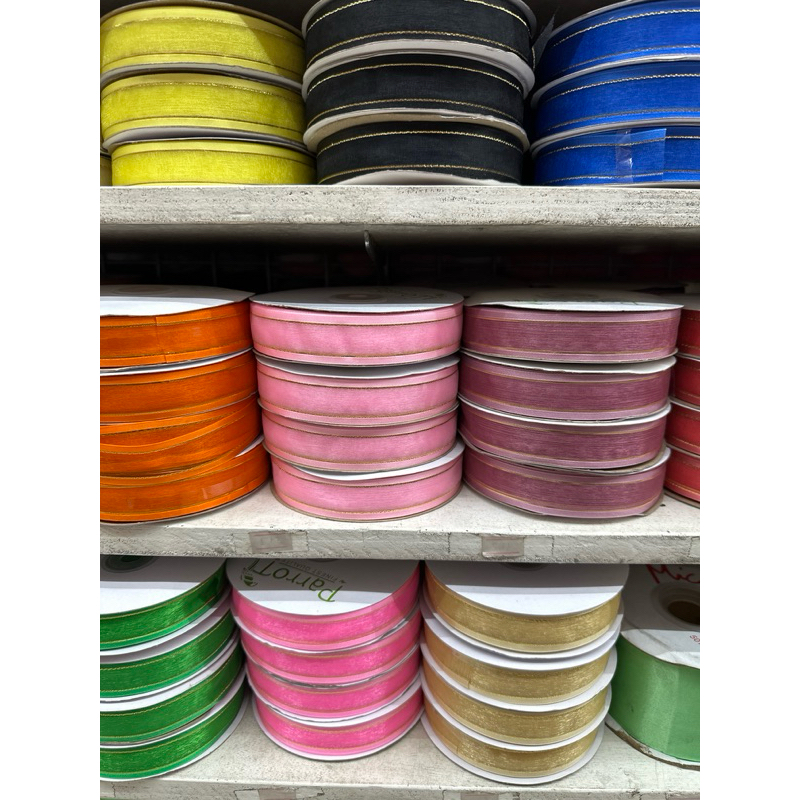Ribbon Organza 7/8" with metallic gold lining for crafts packaging ...