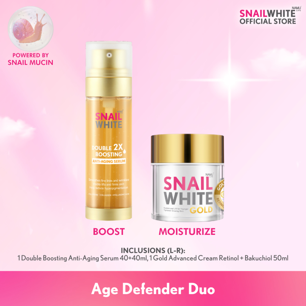 SNAILWHITE Age Defender Duo (Anti-Aging Serum 40ml+40ml, Gold Advanced ...