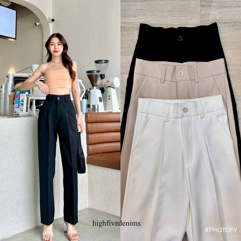 KHLOE HIGH FIVE TROUSERS | Shopee Philippines
