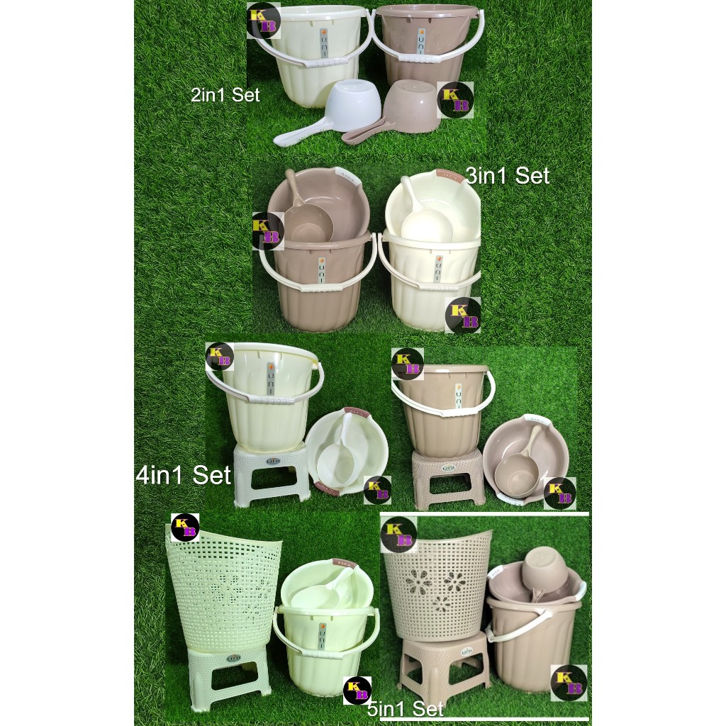 UNIK SET (3in1) (4in1) (5in1) / BASIN/ LAUNDRY BASKET/TIMBA/TABO/ STOOL ...