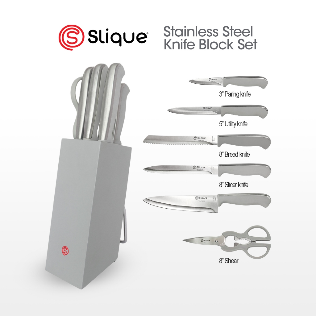 SLIQUE Kitchen Knife Stainless Steel High Quality, Non-slip TPR handle ...