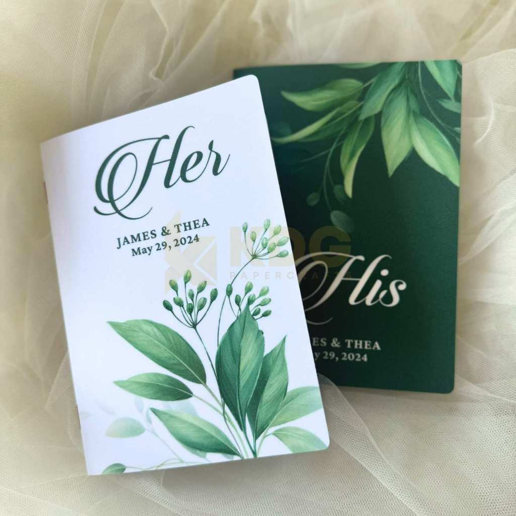 1 pair - His and Her Wedding Vows Card - Sage Green / Emerald Green ...