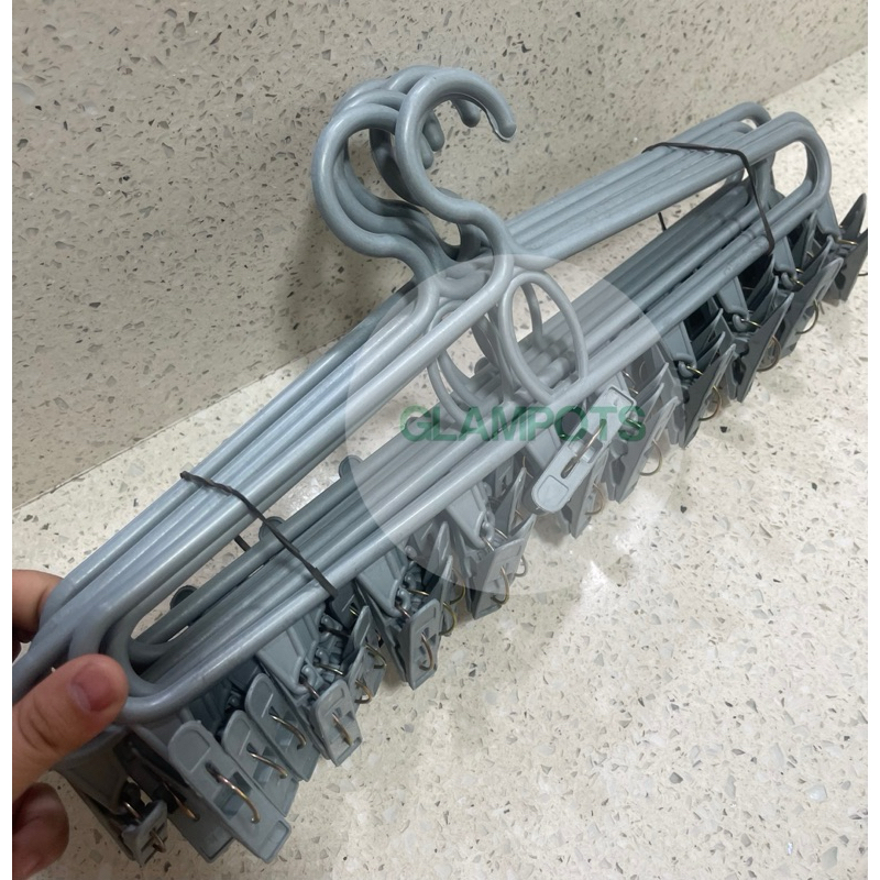 6sets (60clips) HANGER WITH CLIP SILVER COLOR MAKAPAL‼️MATIBAY‼ ...