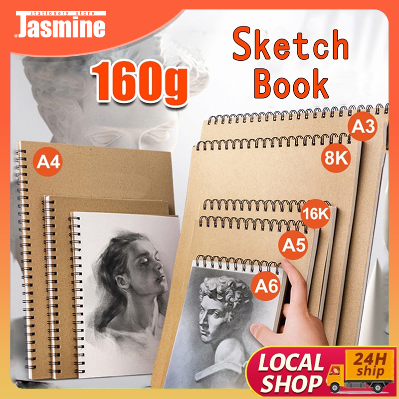 COD 8K/16K Double Spring Sketch Book Big A4/A5 Kraft Blank Sketch Pad ...