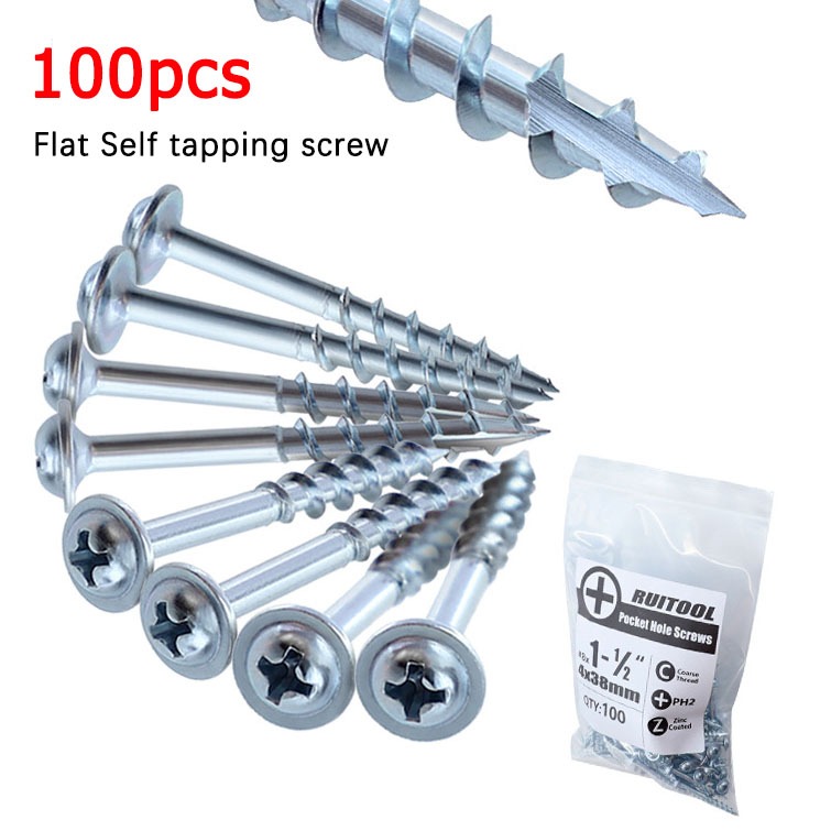 PH2 Pocket Hole Screws Flat Self tapping screw 100pcs (25, 32, 38, 50 ...