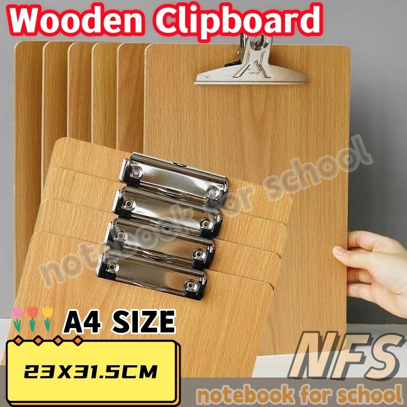 NFS A4 Clipboard Wooden Paper Folder File Organizer Board Clamp Binder ...