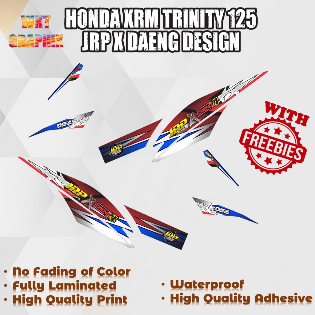 HONDA XRM TRINITY 125 JRP X DAENG DESIGN DECALS (WATERPROOF, LAMINATED ...