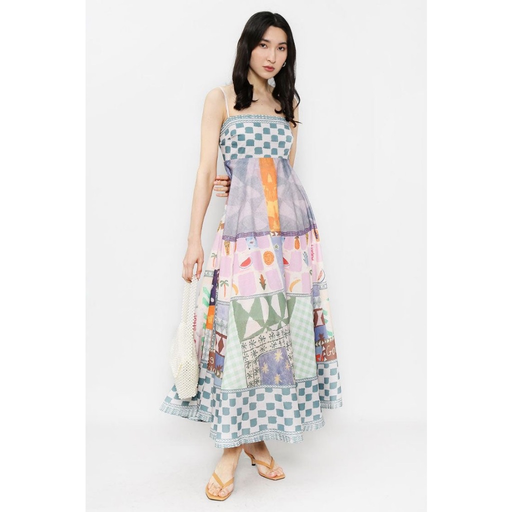 A3147 Miss M Fashion Fun Print Shirred Back Cami Dress | Shopee Philippines
