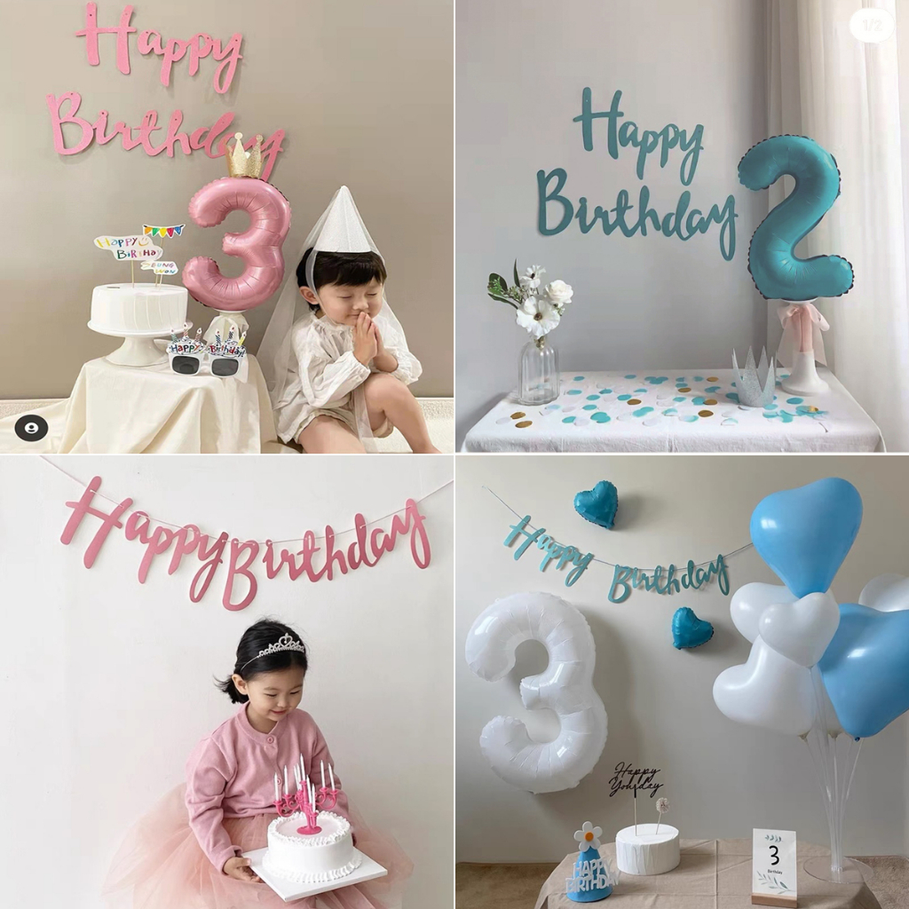 Happy Birthday Bunting Script Cursive Banner Birthday Banner Script ...
