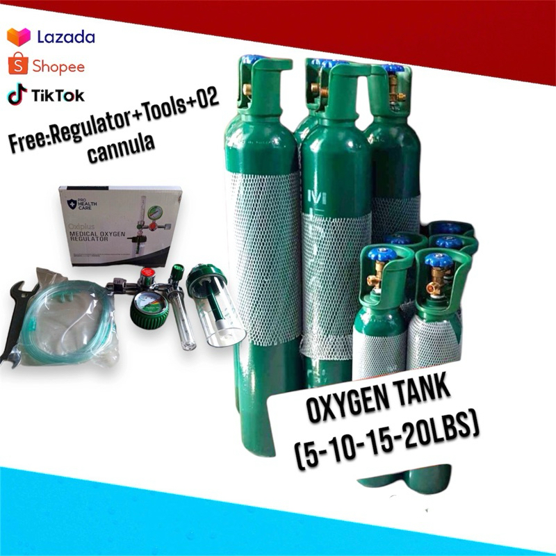 Oxygen Tank Medical 10lbs w/ Regulator Free Cannula ( Order Now Ship ...
