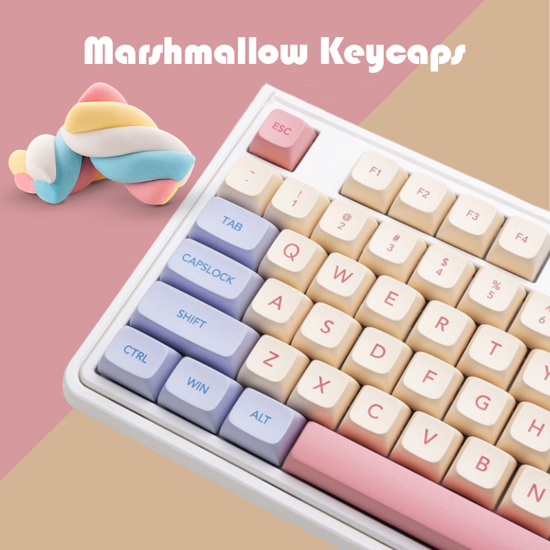 132Keys Marshmallow Keycaps XDA Profile PBT Sublimation For 61/68/71/84 ...