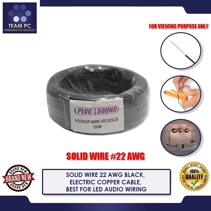SOLID WIRE 22 AWG BLACK, ELECTRIC COPPER CABLE, BEST FOR LED AUDIO ...