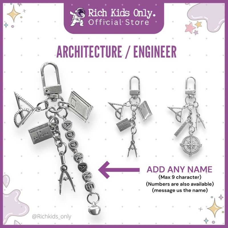 [CK001] Architecture Engineer Student Inspire Career Keychain rodium ...
