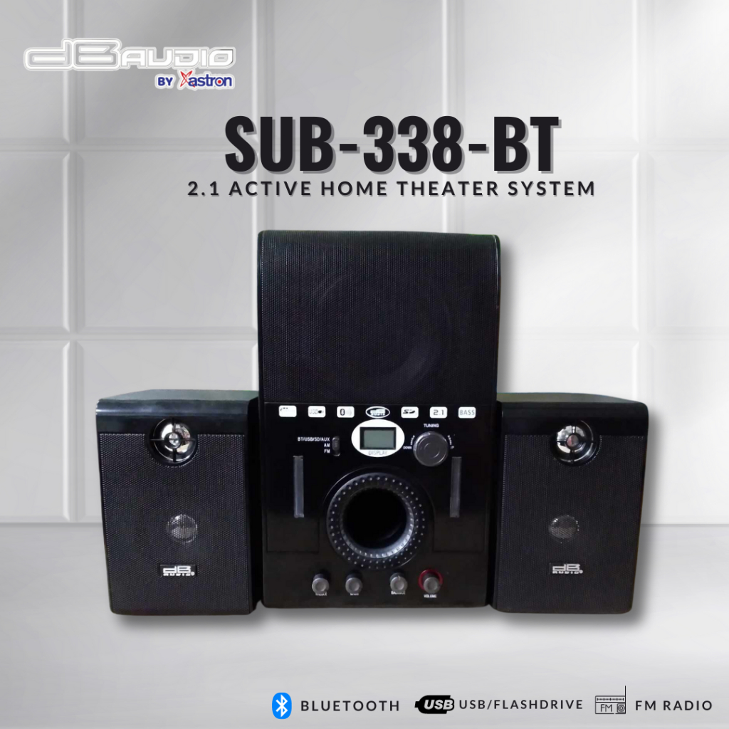 DBaudio SUB-338-BT 2.1 Active Home Theater Sound System Super Bass with ...