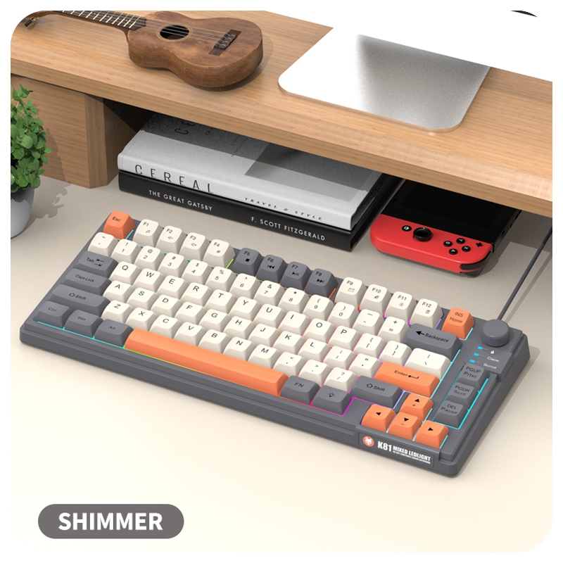 XUNFOX K81 mixed RGB light 81key contrast color mechanical feeling ...