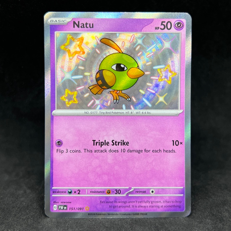Pokemon TCG Shiny Natu Holo Rare 151/091 2024 Scarlet & Violet Paldean ...