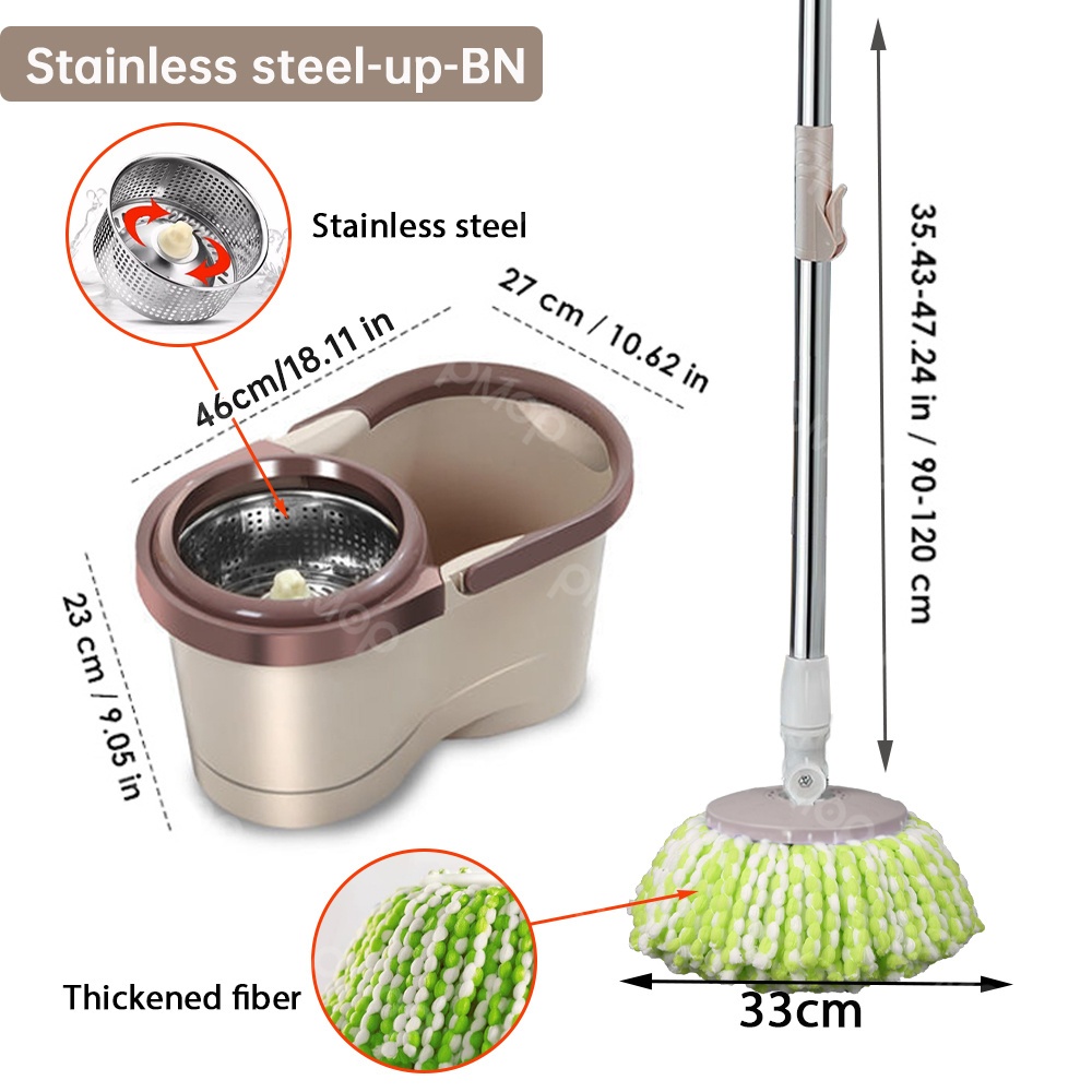 PMOP Mop With Spinner and Bucket Household Floor Cleaning Metal rod mop ...