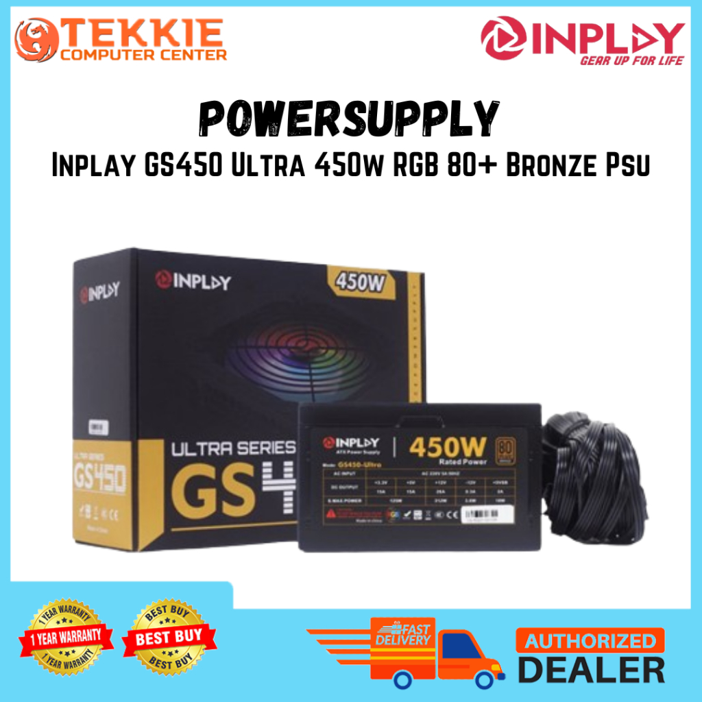 INPLAY GS450 ULTRA 450W RGB 80+ BRONZE POWERSUPPLY | Shopee Philippines