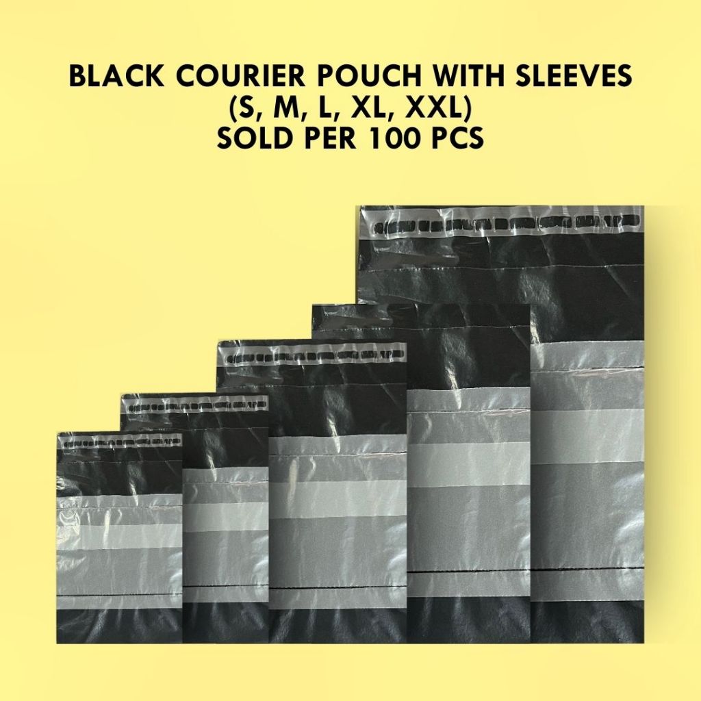 Courier Pouch Plain Black with Sleeves (S,M,L,XL,XXL) set of 100pcs ...