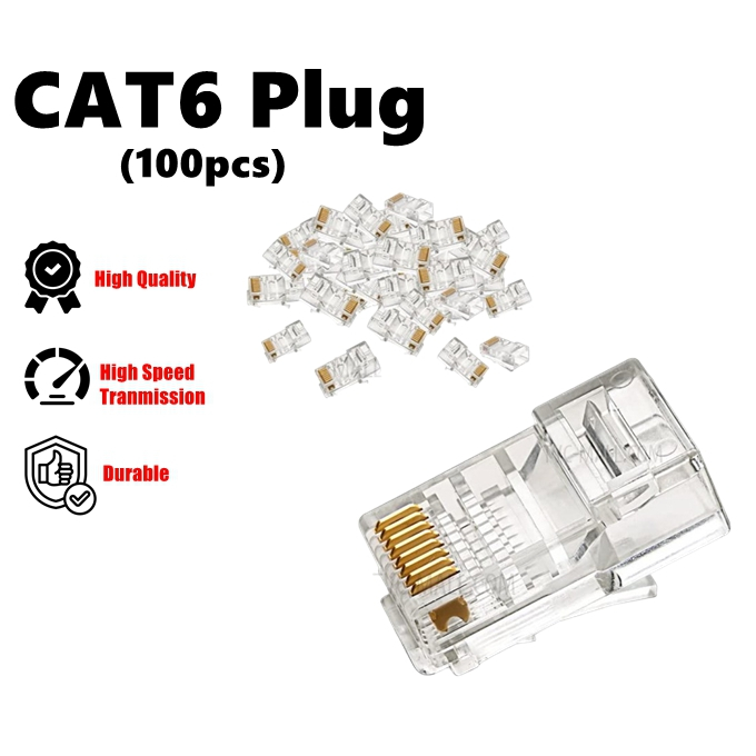 CAT6 Modular Internet Cable Gold Plated Head Plug (100pcs) | Shopee ...