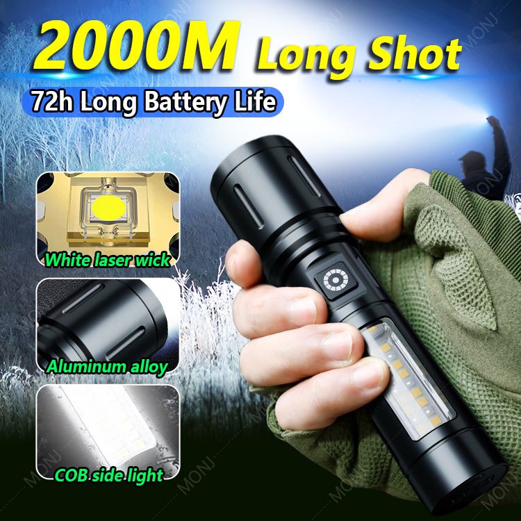 Super Bright Zoom LED Flashlight Rechargeabl Waterproof Outdoor Heavy ...