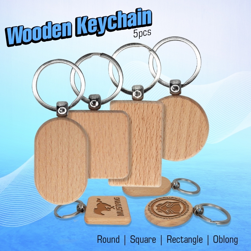 (50PCS) Wooden Key Chain Blank for Engraving Project BEECH WOOD ...