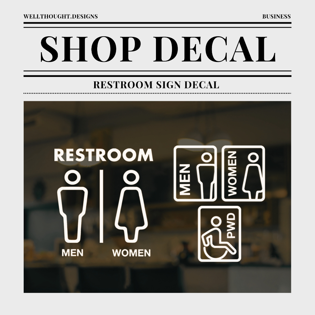 Restroom Comfort Room Logo Sign Male Female PWD Sticker Window Decals ...