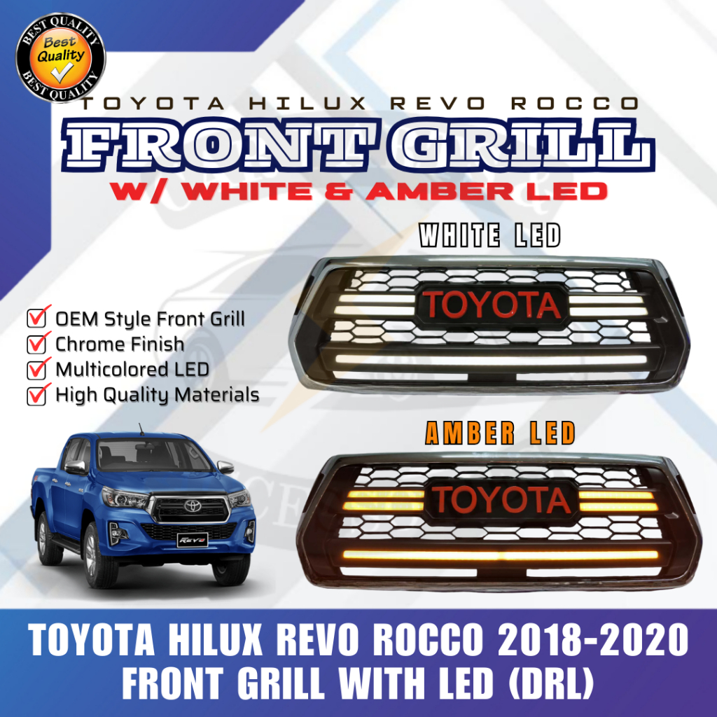 CPA TOYOTA HILUX REVO ROCCO 2018-2020 FRONT GRILL WITH LED LIGHT (10805 ...