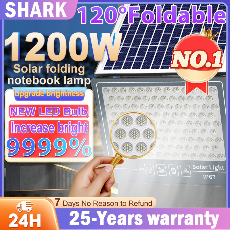 solar flood light outdoor waterproof folding lamp 1200W 6X brightness ...