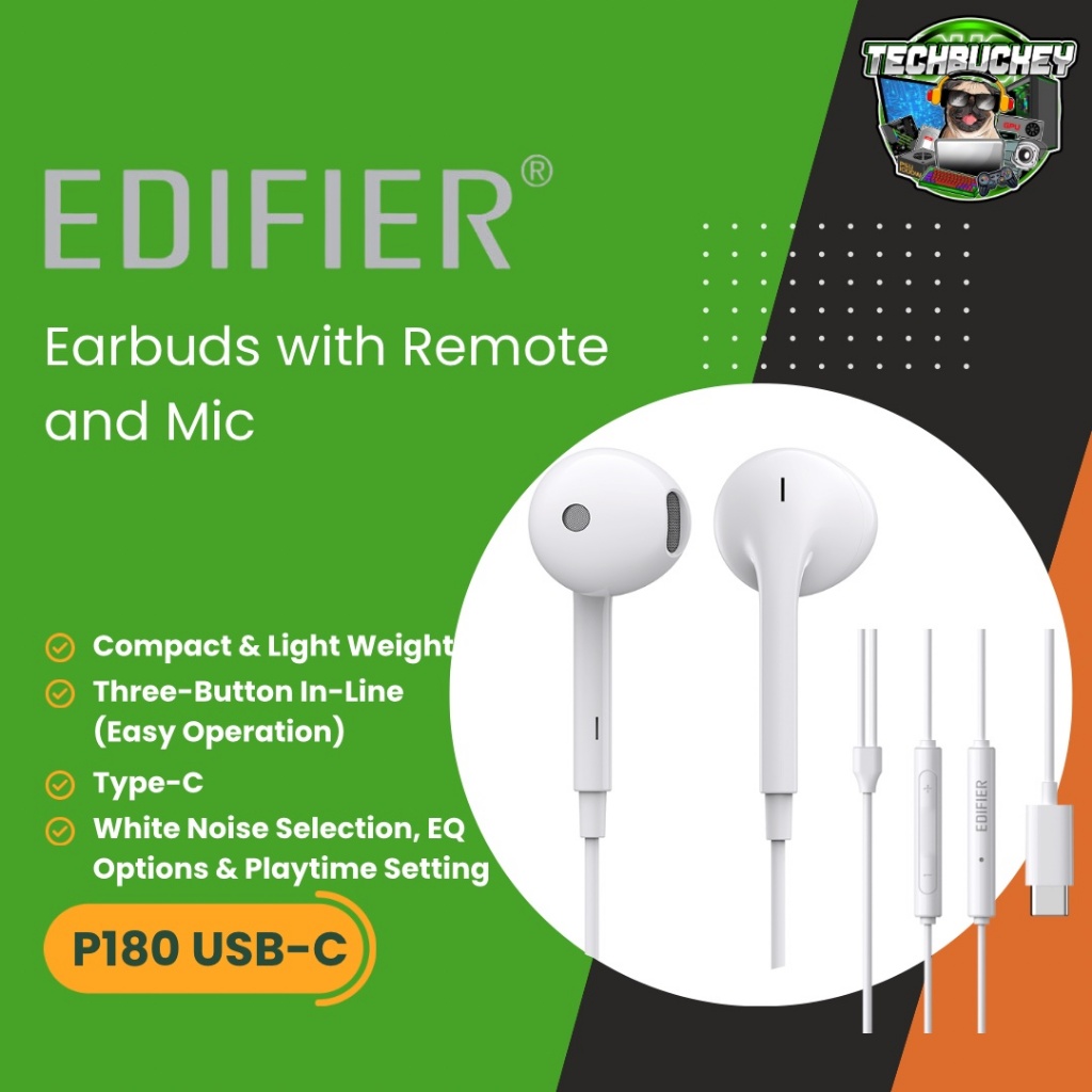 Edifier P180 USB-C Earbuds with Remote and Mic (USB-C) | Shopee Philippines