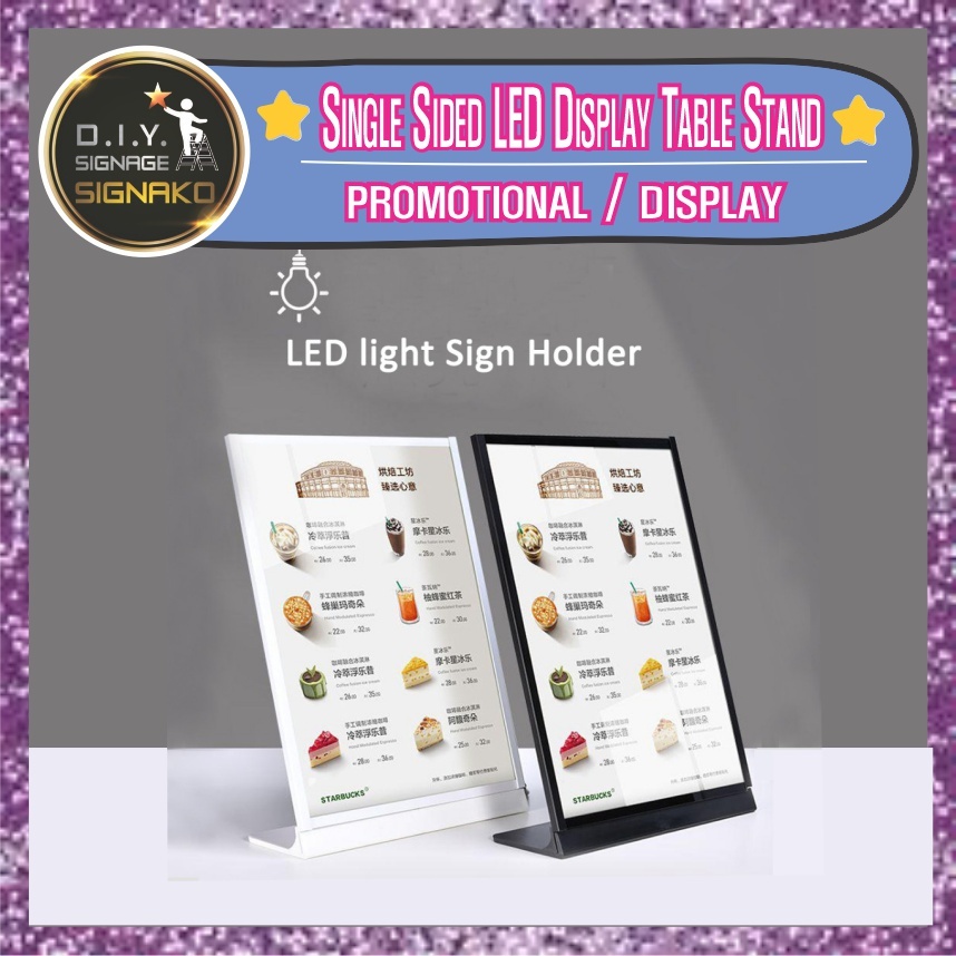 A4 A3 Single Sided LED Display Table Stand / Menu Light Box Promo ...