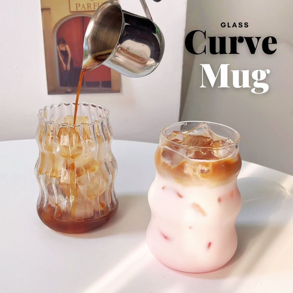 DAU Curve Coffee Latte Borosilicate Glass Mug Christmas Gift Aesthetic ...