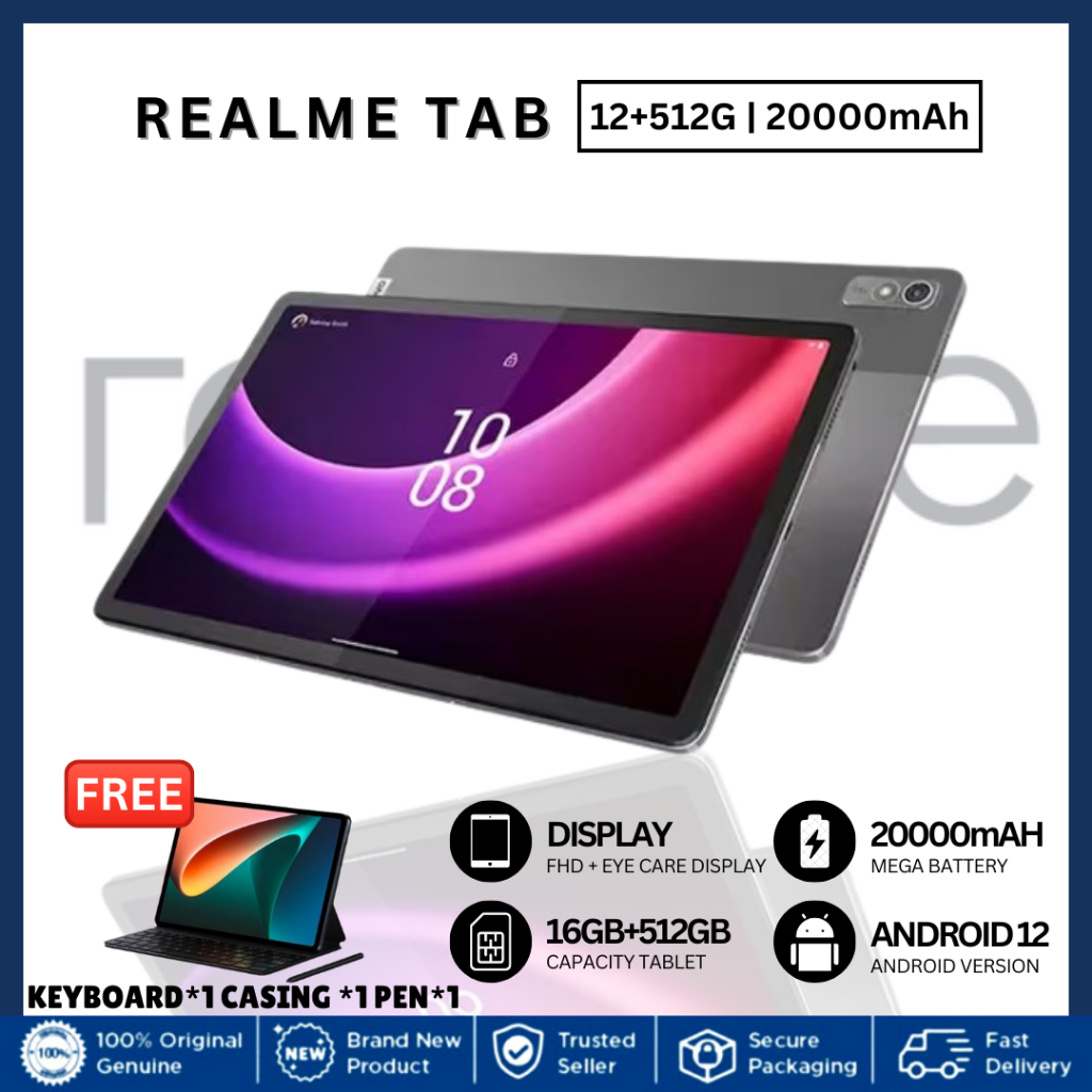 New Realme/Xiaome tablet 12+512GB Large Screen PC Android 11 Dual SIM ...
