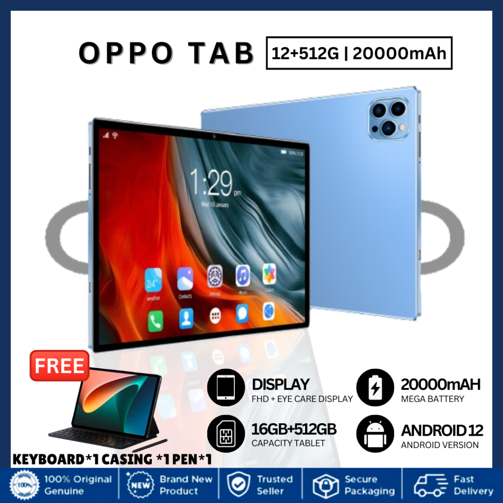 2025 OPPO tablets 12GB+512GB Learning Tablet For Online Class HD Tablet ...