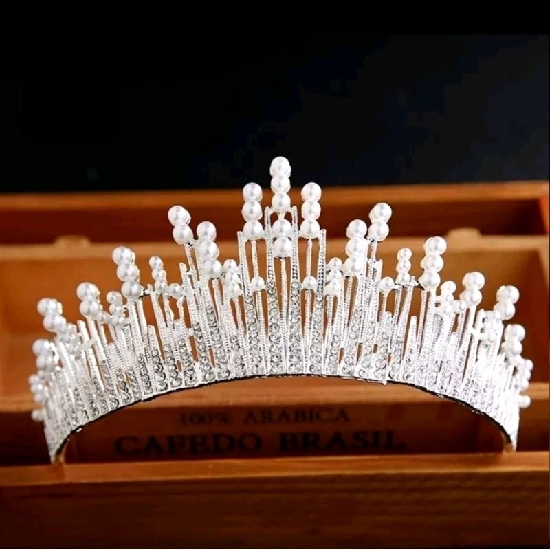 Abby&Co. (GOLD & SILVER) Bridal Prom Debut Wedding Crown Tiara Pearl ...