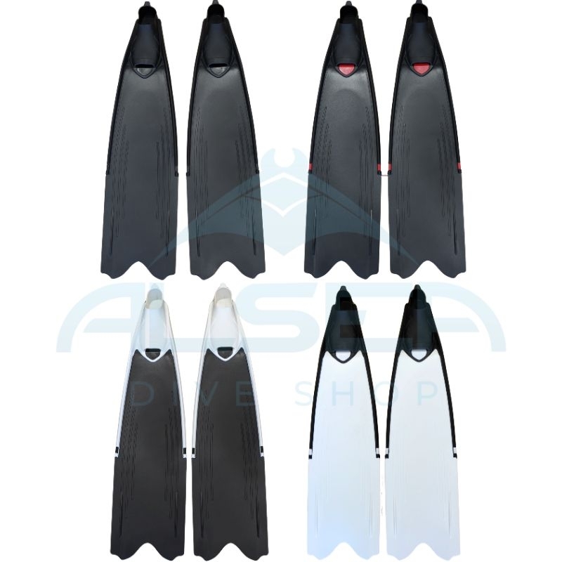 ALSEA Freediving Spearfishing Plastic Long Fins (Black, Black/Red ...